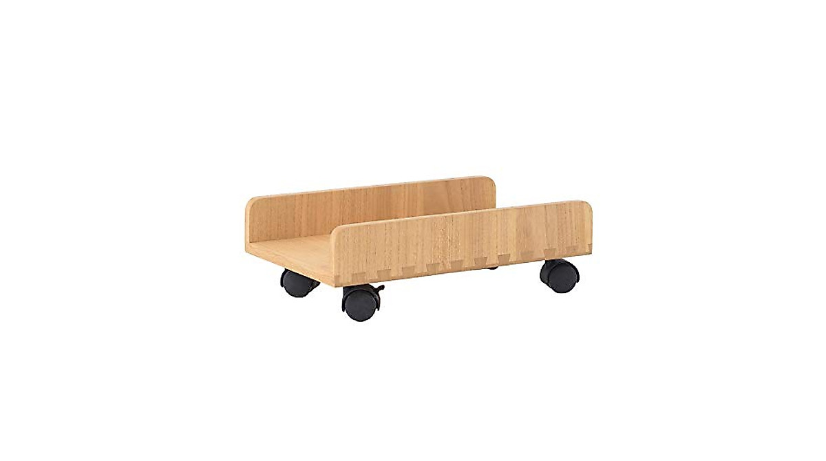 KIRIGEN Wooden PC Tower Stand w/ Wheels - Heavy Duty CPU Cart