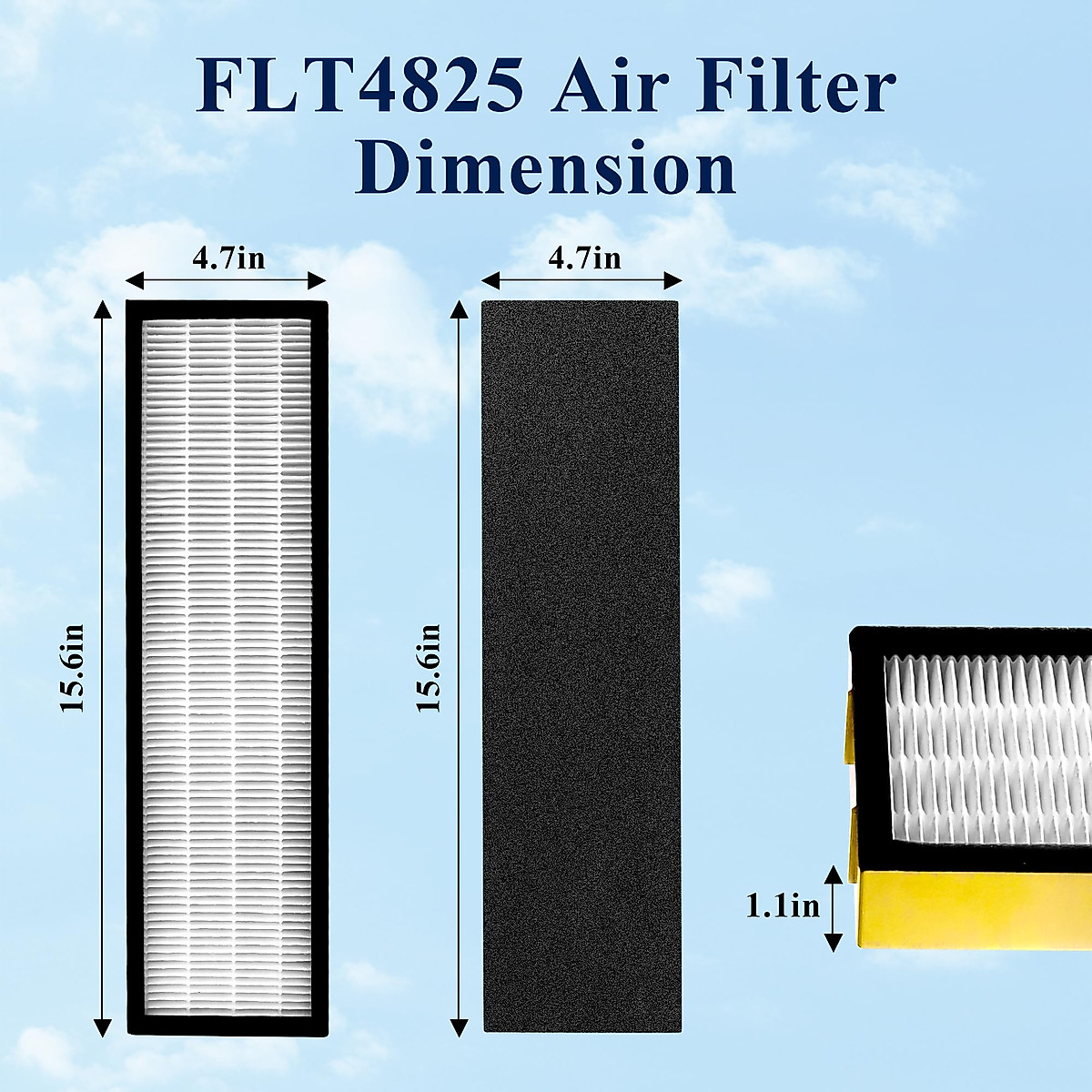 4 Pack HEPA Filter B FLT4825 Replacement for Air Purifier Filter, Fit AC4825 AC4300 AC4800 AC4900 AC4850, Premium HEPA Filter and 8 Activated Carbon Pre-Filter by TOMOON
