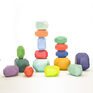 Best Gifts for 4-6 Year Old, Wooden Balancing Blocks for Kids Ages 4-8 Stacking Building Blocks Montessori for Toddlers Wooden Toys for 3-12 Year Old Boys Girls (Multi-Color)