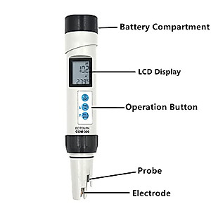 Fdit 4 in 1 Water Quality Test Pen,High Accuracy PH TDS EC Temperature Water Tester and ATC Calibration Test Powder