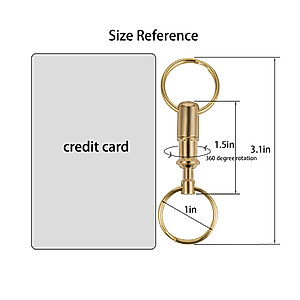 Dilidou 3 Pack Quick Release Keychain, Detachable Pull Apart Keychain, Double Spring Split Snap Separate Chain Convenience Accessory, Brass, Gold