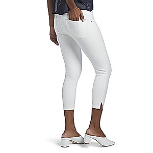 HUE Women's Ankle Slit Essential Denim Capri, White, Small