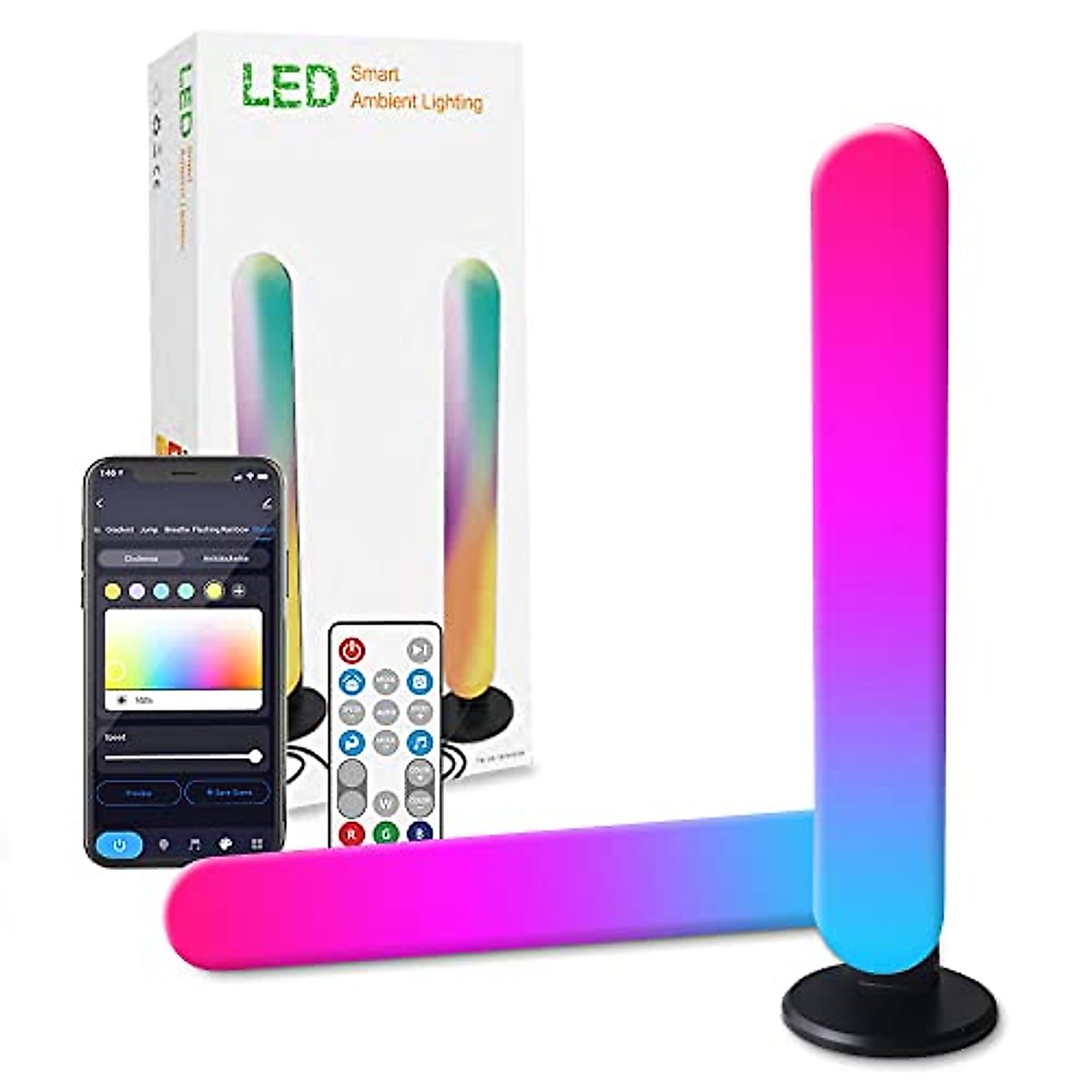 Smart LED Light Bars 2 PCS, Light Bar Dimmable Color Changing with Music Sync, Ambient Lighting Compatible with Alexa and Google Assistant, Gaming Lights with WiFi APP