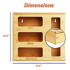 Ziplock Bag Storage Organizer - The Perfect Solution for Kitchen Organization - Neat Compact Organizer Compatible with Quart Size Ziplock Bags, Gallon Storage Bags, Sandwich Bags Ziplock, Snack