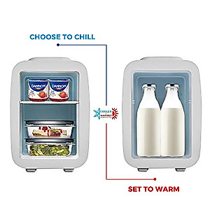 CAYNEL Mini Fridge Cooler and Warmer, (4Liter / 6Can) Portable Compact Personal Fridge, AC/DC Thermoelectric System, 100% Freon-Free Eco Friendly for Home, Office and Car