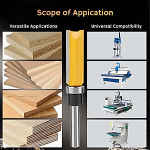 Router Bits Set 1/4 Shank, 4 Flush Trim Router Bits, 4 Pattern Flush Trim Router Bits, Router Bit with a Bearing Prevent Tearing, Wood Milling Cutter for Trimming 8PCS