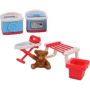 Beverly Hills Doll Collection Dollhouse Accessories Furniture and Accessory Set, All in one Bedroom, Kitchen, Laundry Room, and Bathroom 46 Piece Mega Set in a Storage Container