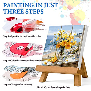 PRASIO Paint by Numbers Kit for Adults Beginner, Flowers Adult Paint by Number Kits on Canvas, DIY Acrylic Watercolor Oil Paint by Number for Adults for Home Decor Gift 16x16 Inch