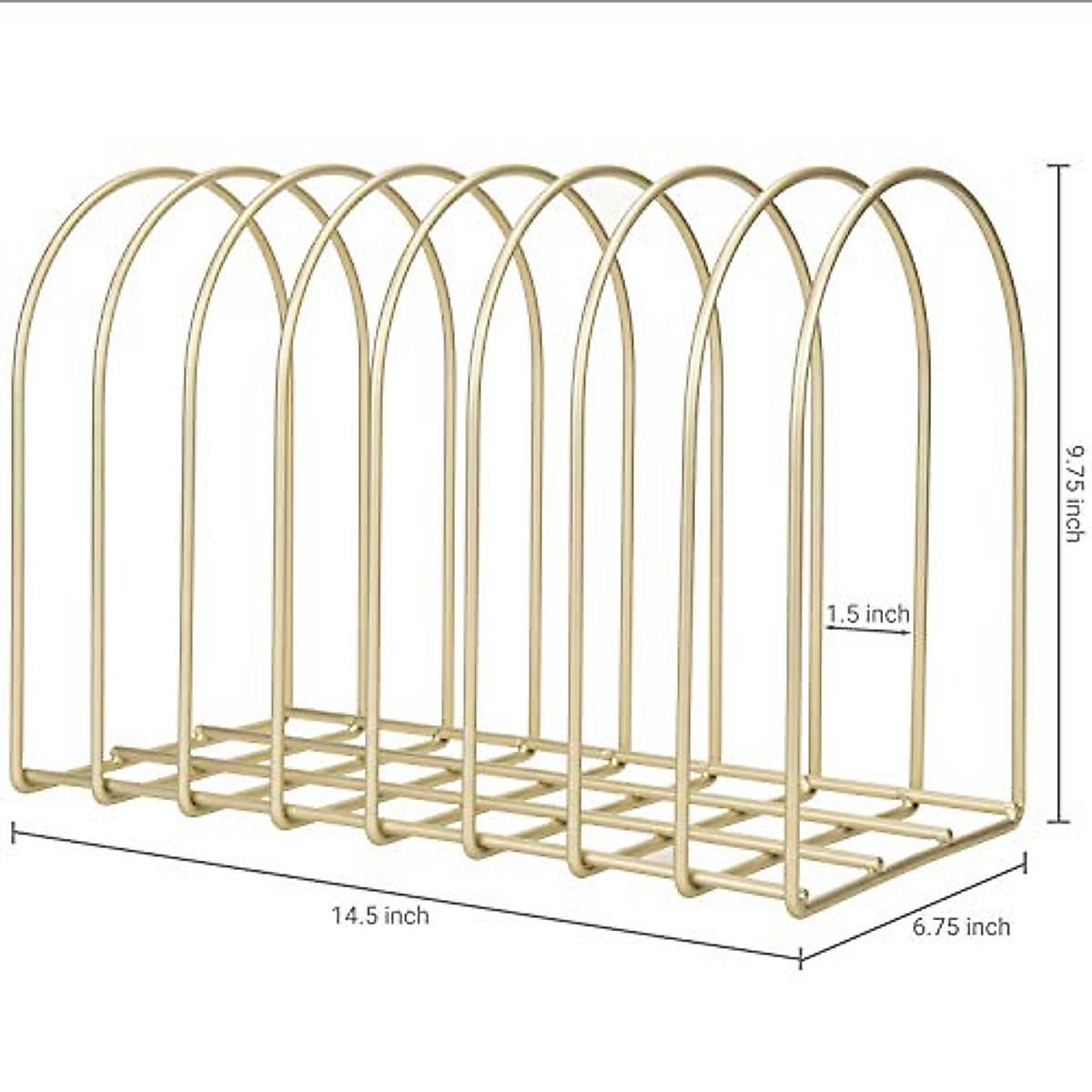 MyGift Large Desktop Document Holder, Brass Metal Wire File Folder Organizer Rack with 8-Slots and Arch Design