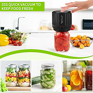 Electric Mason Jar Vacuum Sealer, Jar Vacuum Sealer for Mason Jars with Wide and Regular Mouth Jar Lids, Mason Jar Sealer, Mason Jar Vacuum Sealer Kit for Food Storage, Fermentation, Canning, Sealing