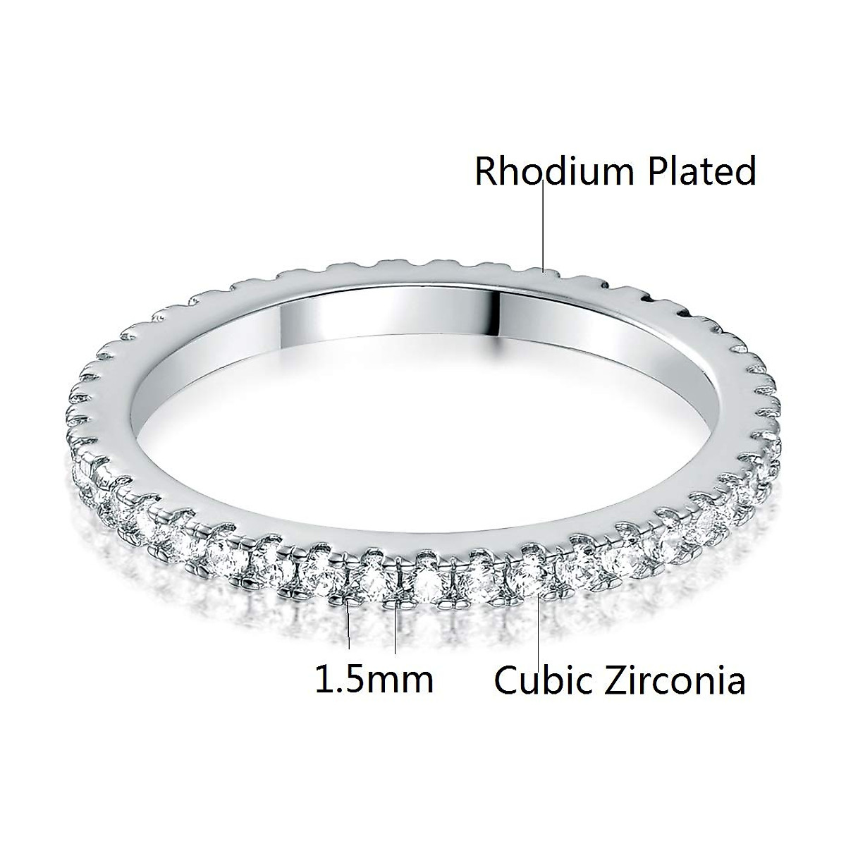 MDFUN 14K White Gold Plated Cubic Zirconia Eternity Ring for Women (7)