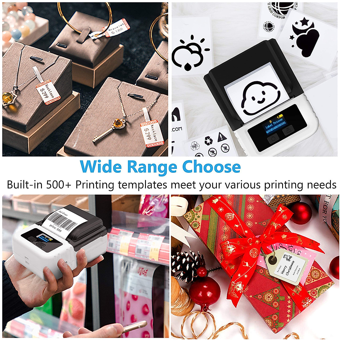 Mini Bluetooth Thermal Label Maker with Multi-Purpose Square Self-Adhesive Label