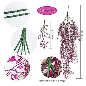 RECUTMS Artificial Hanging Plants Fake Hanging Vines Boston Fern Greenery Hanging Wall Plants for Home Room Garden Wedding Outside Decoration (Fuchsia 4P)