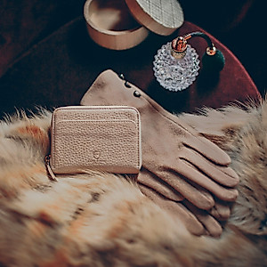 Vaultskin BELGRAVIA Women's Small Zippered Leather Wallet, Luxury RFID-Blocking Mini Purse for Cash and Cards in Champagne