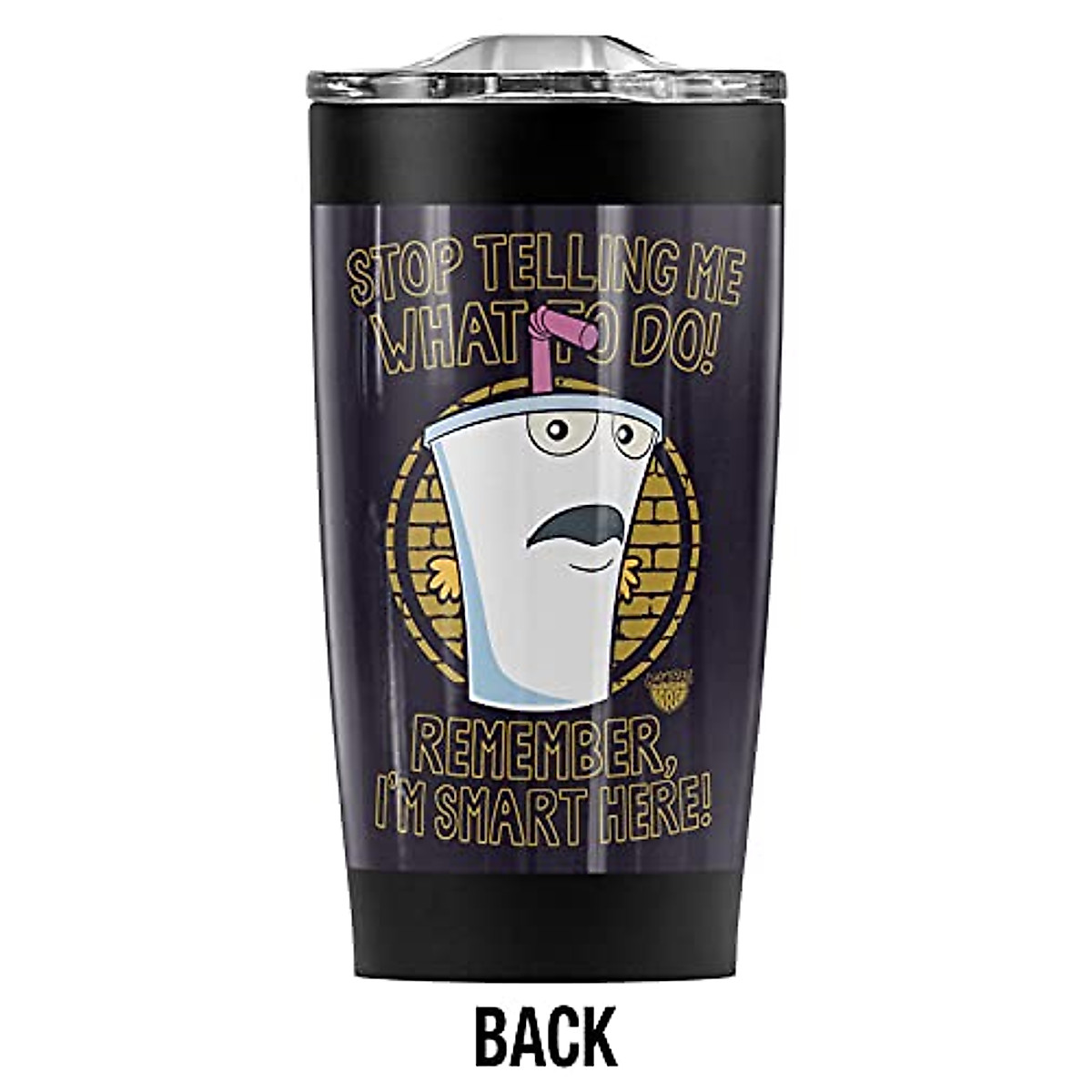 Logovision Aqua Teen Hunger Force Stop Stainless Steel Tumbler 20 oz Coffee Travel Mug/Cup, Vacuum Insulated & Double Wall with Leakproof Sliding Lid | Great for Hot Drinks and Cold Beverages
