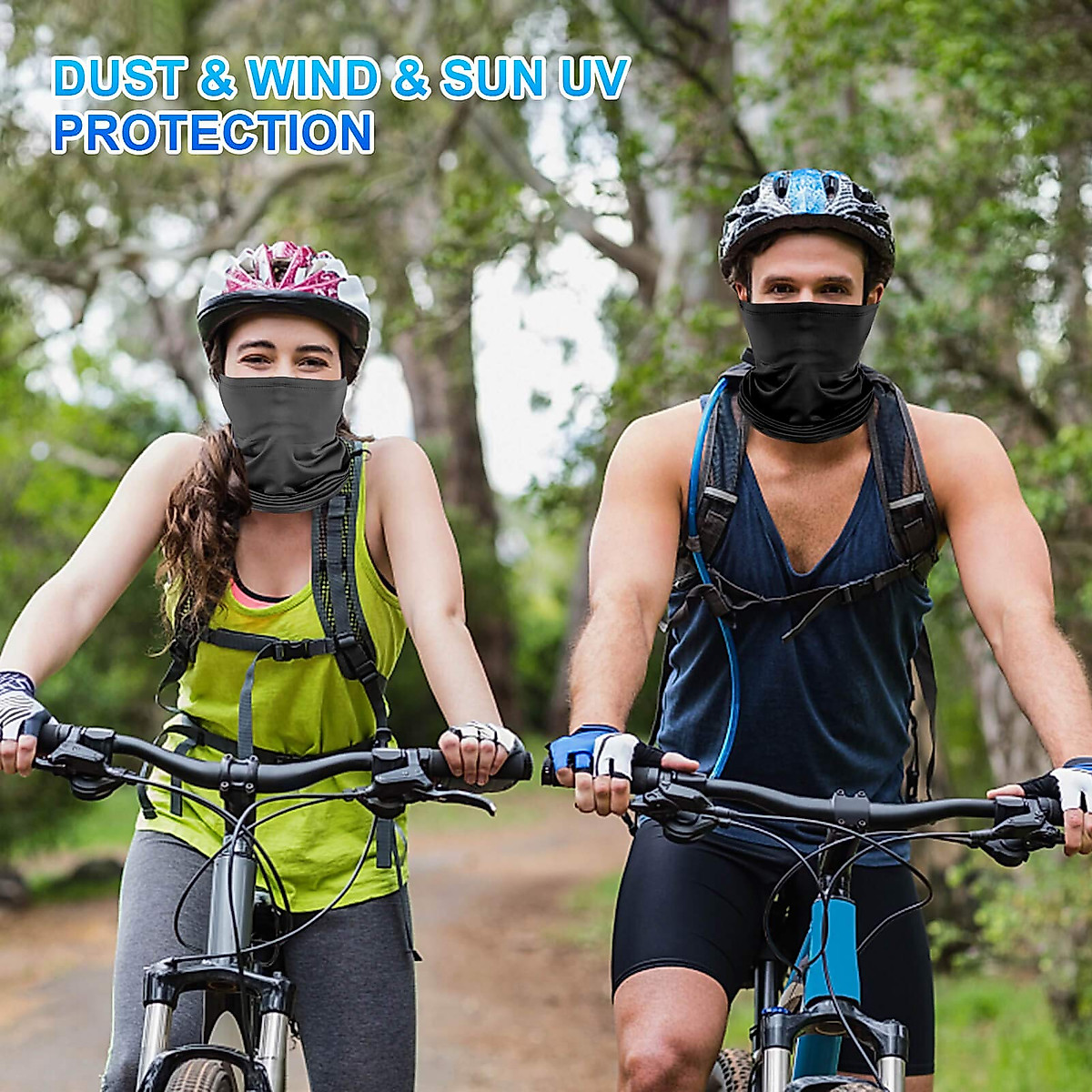 COOLZU 4 Pack Neck Gaiter Face Mask : Balaclava Mask & Bandana Headband for Men Women (Black)