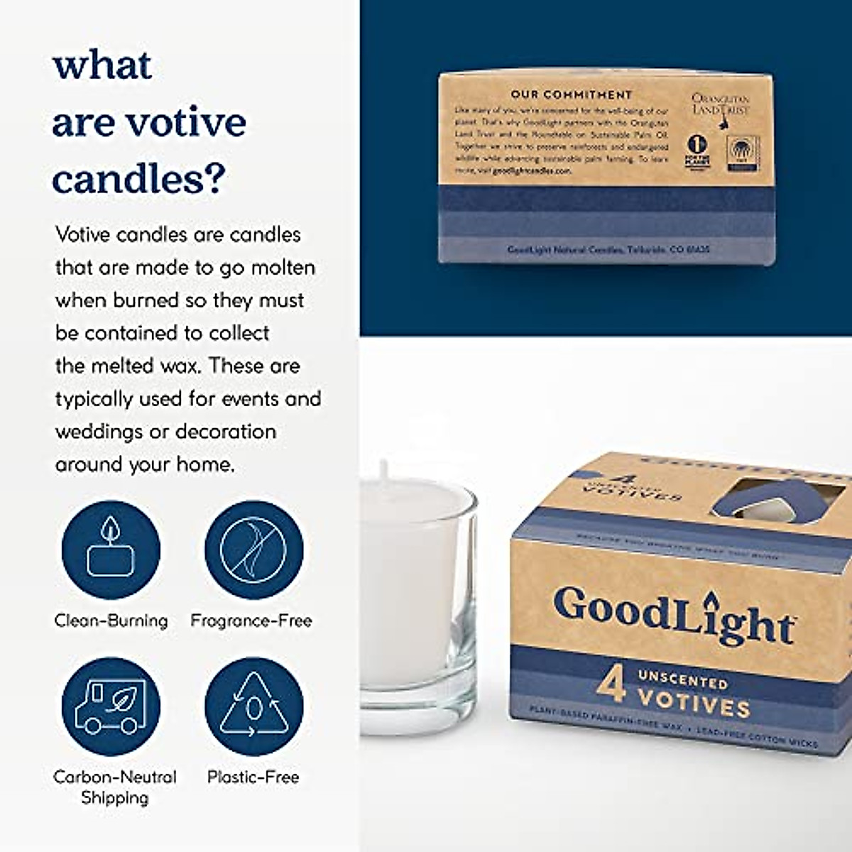 Paraffin-Free Votive Candles, Made from Vegan Palm Wax and Clean-Burning and All-Natural Votive White Candles, 15-Hour Burn Time (4 Unscented Small Candles)