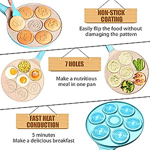 DAYOOH Pancake Pan Nonstick, Egg Waffle Maker Breakfast Silver Dollar Pancake Waffle Pan for Pancakes Nonstick Pancake Maker Griddle, Crepe Maker 7 Animal Pancakes Molds for Kids Omelette Skillet Pan