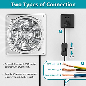 HG Power 8 Inch Kitchen Exhaust Fan, 576CFM Stainless Steel Bathroom Exhaust Fan, Wall Mounted Garage Ventilation Fan, Basement Extractor Fan with Backdraft Damper for Home Office Commercial Use