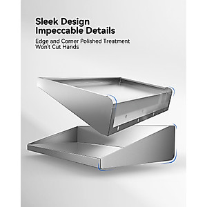 ZeroPone Stainless Steel Wall Shelf 8.6 x 24 Inches 56 lbs Load Heavy, Heavy-Duty Wall-Mounted Floating Shelf with Backsplash, Equipped with Silicone Mat. for Restaurant, Home, Kitchen, Hotel