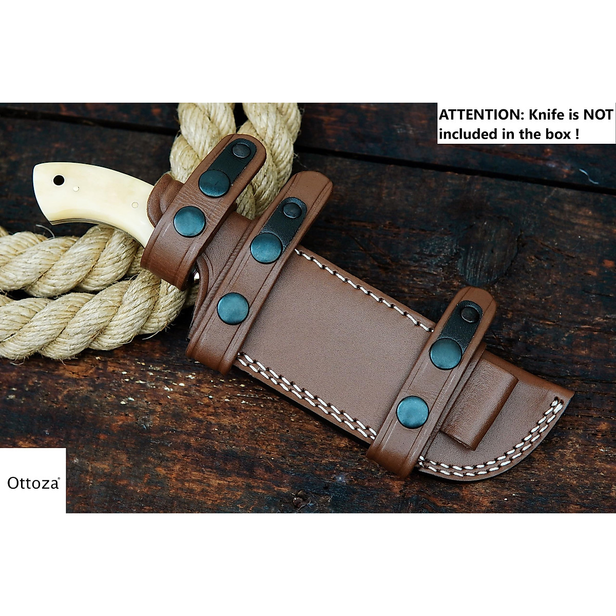 Ottoza TOP GRAIN Leather Knife Sheaths for Fixed Blade Knives, LEFT HAND Leather Knife Sheath for Belt, Leather Knife Holster Belt Knife Holder, Horizontal Knife Sheath for Belt No:9