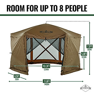 Hike Crew 12’x12’ Pop-Up Gazebo Screen Tent | 6-Sided Outdoor Canopy Shelter w/Built-in Zippered Wind Panels, Built-in Awning, Stakes, Ropes & Carry Bag for Camping & Sports | UV Resistant SPF 50+