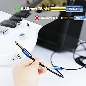 MillSO 1/4 Instrument Cable TS Electric Guitar Cable Straight-Straight 6.35mm Electric Guitar Cord for Bass AMP, Speaker, Patch, Pedal, Keyboard, Mixer, Amplifier - 4 Feet