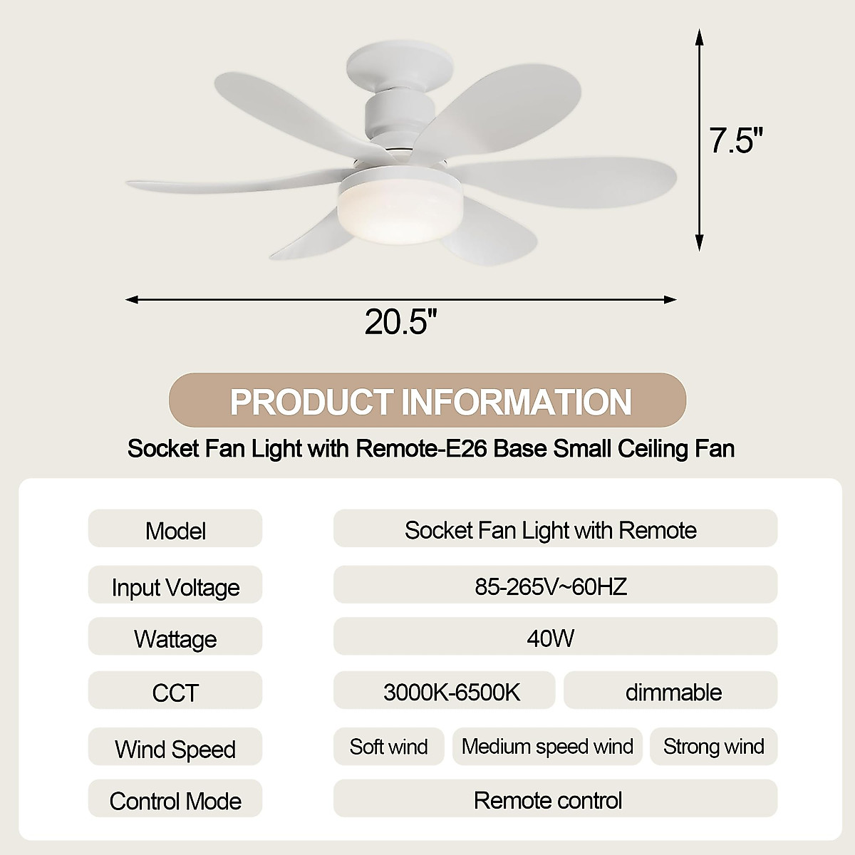 Bella Depot 42" Retractable Ceiling Fan with Lights and Remote with 3 Color Change, Timing Options, Silent Noiseless for Dining Room Bedroom Kitchen(Brushed Nickel, 42")