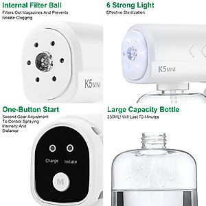 Kittmip 2 Pack Rechargeable Atomizer Sprayer Gun Handheld Nano Spray Cordless Disinfectant Steam Large Capacity Electric Fogger Machine Disinfection for Car School Home Hotel