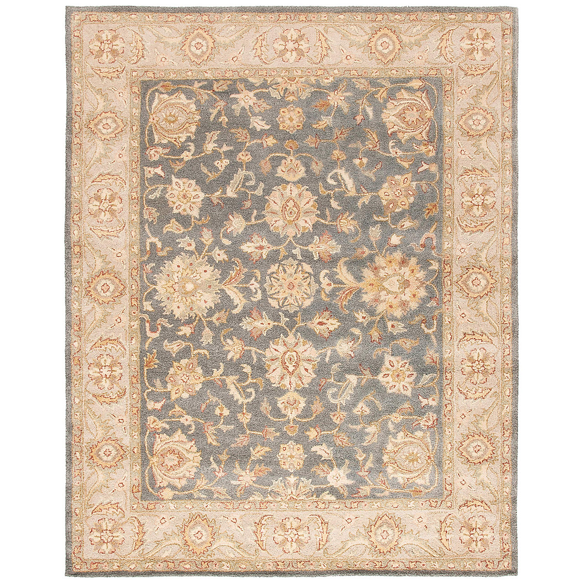 SAFAVIEH Antiquity Collection 3' x 5' Blue / Beige AT312A Handmade Traditional Oriental Premium Wool Area Rug