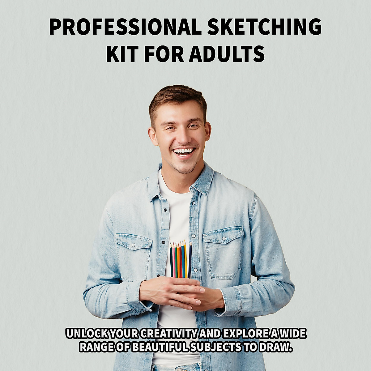 SpiceBox Complete Drawing Set, How to Draw Book with Sketching Supplies and Wooden Drawing Figure, Arts and Crafts Hobby Kits for Adults