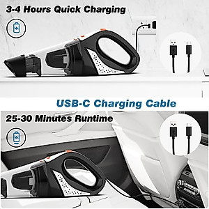 Hihhy Handheld Vacuum Cordless Car Vacuum Cleaner Rechargeable Lightweight Hand Held Small Portable Vac with USB-C Charging