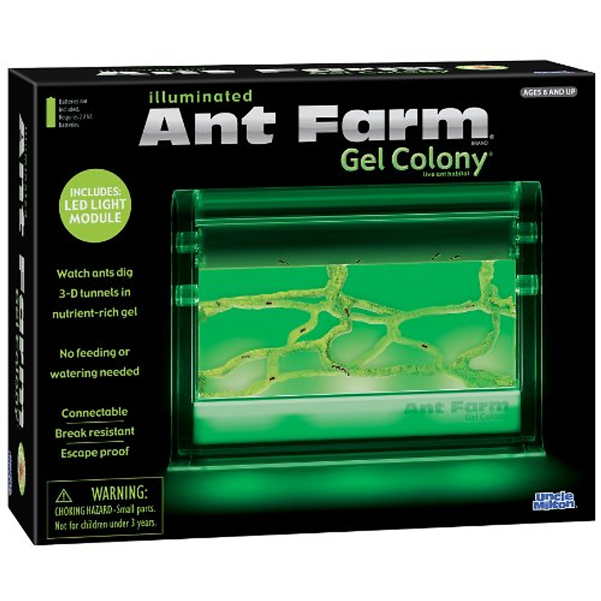 Uncle Milton Ant Farm Live Ant Habitat, Light-Up Gel Colony