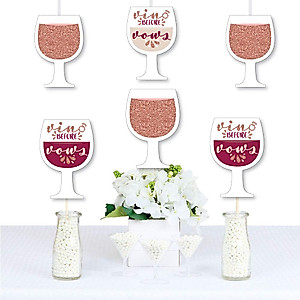 Big Dot of Happiness Vino Before Vows - Wine Glass Decorations DIY Winery Bridal Shower or Bachelorette Party Essentials - Set of 20