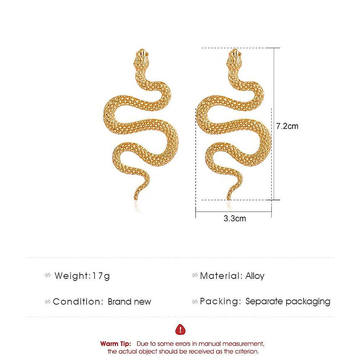 Halloween Eygption Snake Earrings Vintage Long Serpent Dangle Earrings Snake Animal Thanksgiving Jewelry Gift (D：black)