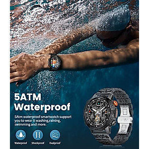 Smart Watches for Men,1.43'' Amoled Ultra HD Sport Watch with 120+Sport Modes/5ATM Waterproof/45Days Battery,in&Outdoor Fitness Tracker with Call,Heart Rate/Sleep Monitor for Android iOS(2 Straps)