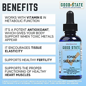 Good State Liquid Ionic Minerals - Selenium Ultra Concentrate - (10 drops equals 70 mcg) (100 servings per bottle)