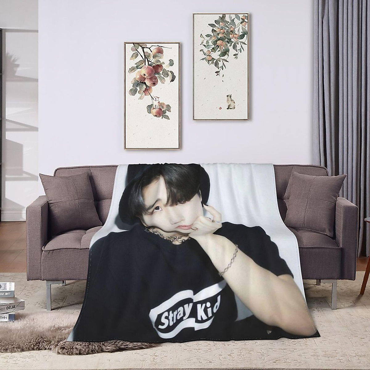 Blanket Stray Kids Han Ji Sung Soft and Comfortable Wool Fleece Throw Blankets for Decor Sofa Office car Home,Cozy Plush Camping Yoga Travel Decoration Beach Blanket Gift