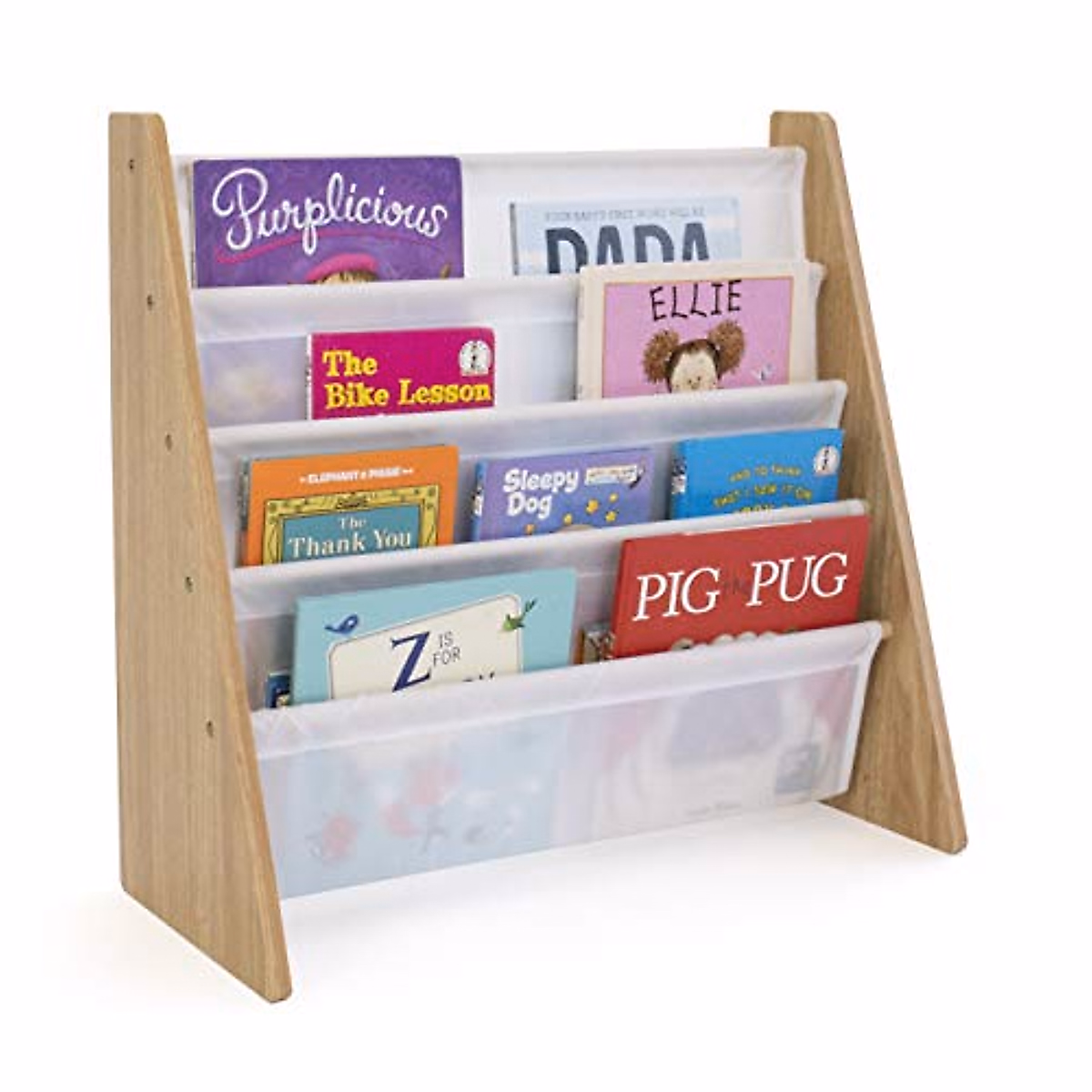 Humble Crew Toy Organizer with 20 Storage Bins, Natural/White & Natural/White Kids Book Rack Storage Bookshelf with Deep Sleeves, Universal