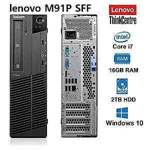 Lenovo Business Desktop Computer, Intel Quad Core i7-2600, 16GB RAM, 2TB HDD, DVD-RW, Keyboard, Mouse, WiFi, Windows 10 Pro (Renewed)