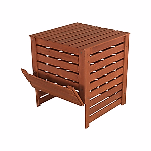 Solid Wood Slatted Compost Bin Medium Brown Cedar Uv Protected