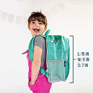 Wildkin 15-Inch Kids Backpack for Boys & Girls, Perfect for Early Elementary, Backpack for Kids Features Padded Back & Adjustable Strap, Ideal for School & Travel Backpacks (Blue Glitter)