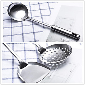 5 Pcs Stainless Steel Cookware Cooking Tools Chef Utensils Stainless Cookware Stainless Steel Scoop Stainless Steel Kitchen Utensils Kitchen Spatula Metal Seven Piece Set