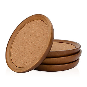 Luxfuel Wooden Coasters for Drinks Set of 4 - Natural Wood Drink Coaster Set for Drinking Glasses, Tabletop Protection for Any Table Type, Set of 4