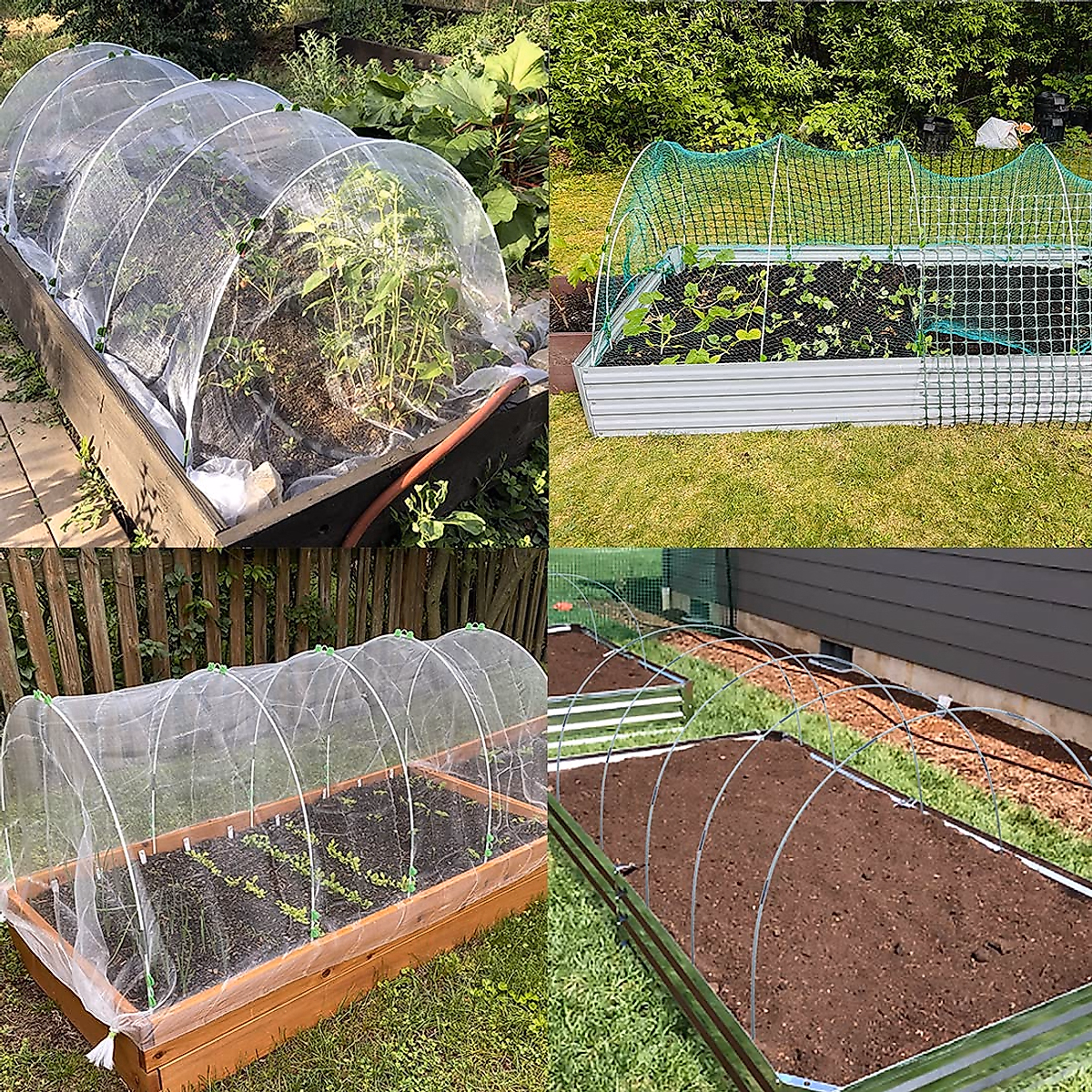 MAXPACE Garden Greenhouse Hoops Grow Tunnel up to 10 Sets of 7ft Long Rust-Free Fiberglass Support Hoops Frame for Garden Fabric, DIY Plant Support Garden Stakes, Gardening Supplies, 50pcs