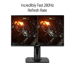 ASUS TUF Gaming VG259QM 24.5” Monitor, 1080P Full HD (1920 x 1080), Fast IPS, 280Hz, G-SYNC Compatible, Extreme Low Motion Blur Sync,1ms, DisplayHDR 400, Eye Care, DisplayPort HDMI BLACK