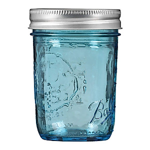 Ball Regular Mouth Elite Collection Half Pint Mason Jars with Lids and Bands, 8-Ounces, Blue (4-Pack)