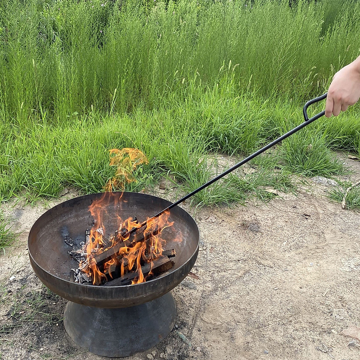 40" Fire Pit Tools Poker and Tongs for Safely Move Firewood, Rustproof with Rubber Handle for Fire Pit and Fireplace Accessories, Indoor and Outdoor Use