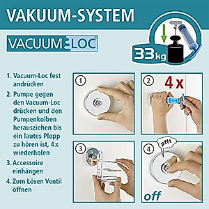 Wenko "Quadro" Wall Hooks with Vacuum-Loc, Silver, 2-Piece