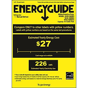 Midea WHS-160RB1 Single Reversible Compact Refrigerator, 4.4 Cubic Feet Fridge, Black